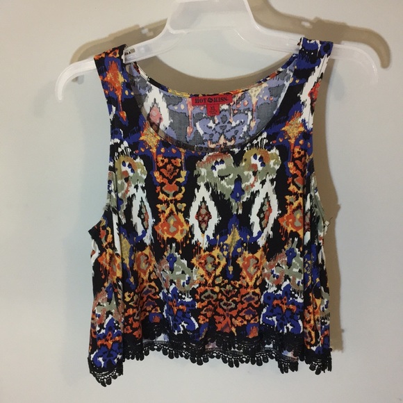 Hot Kiss | Tops | Hot Kiss Ikat Patterned Crop Tank Top | Poshmark